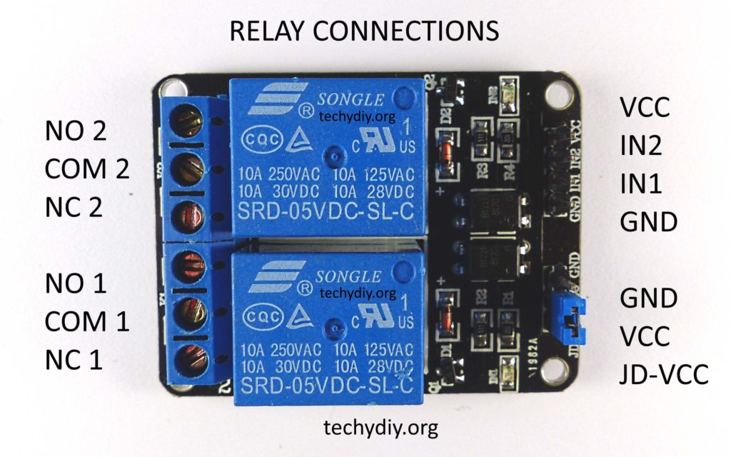 Opto isolated dual relay module (Arduino) | Techydiy